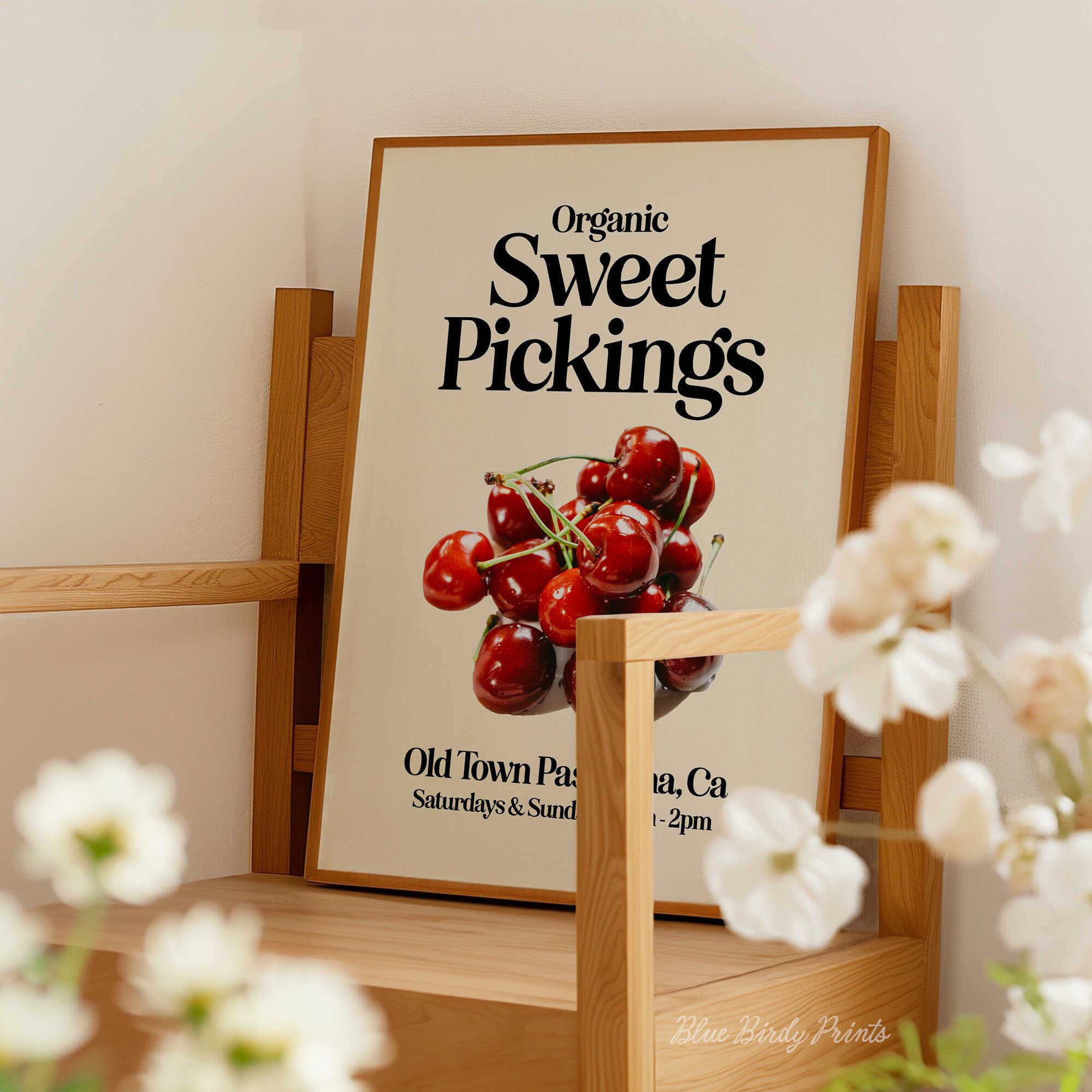 Farmer's Market Poster, Cherries Poster, Minimalist Poster, Kitchen Art ...
