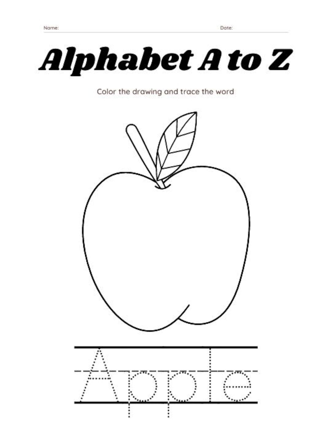 Alphabet A to Z Coloring Book - Etsy