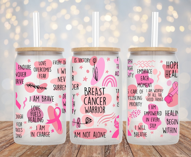 Breast Cancer Warrior Glass Cup, Cancer Survivor Gift, Personalized ...