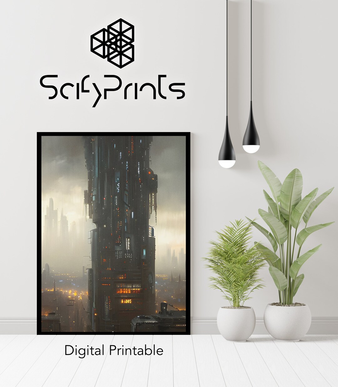 PRINTABLE Moody Sci-fi Skyscraper Wall Decor Scifyprints Download ...