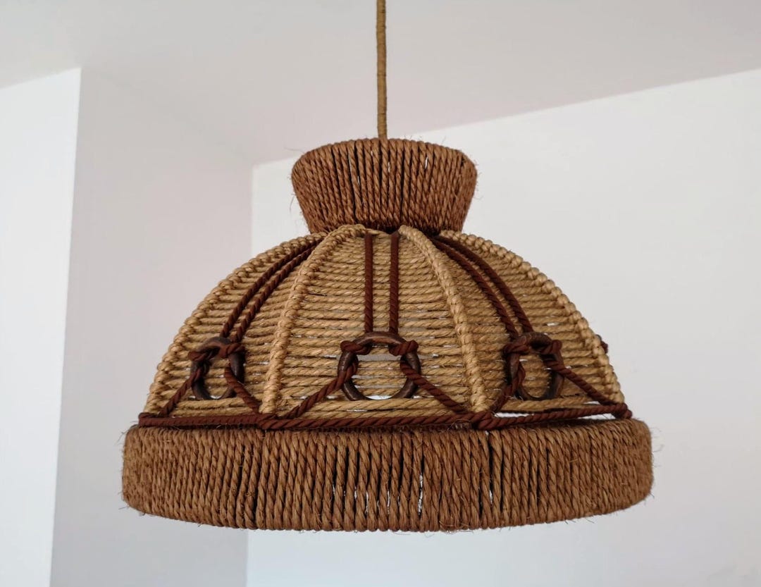 Vintage Rope Pendant Light/ / Mid Century Modern Light / Vintage String ...