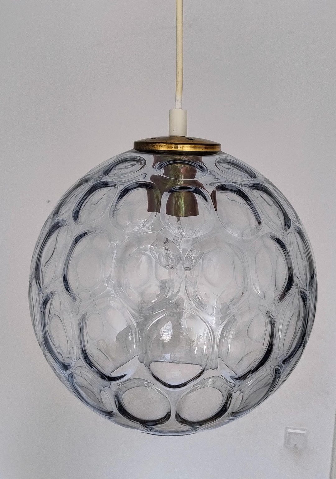 Mid Century Modern Glass Pendant/ Light Blue Glass Light Fixture ...