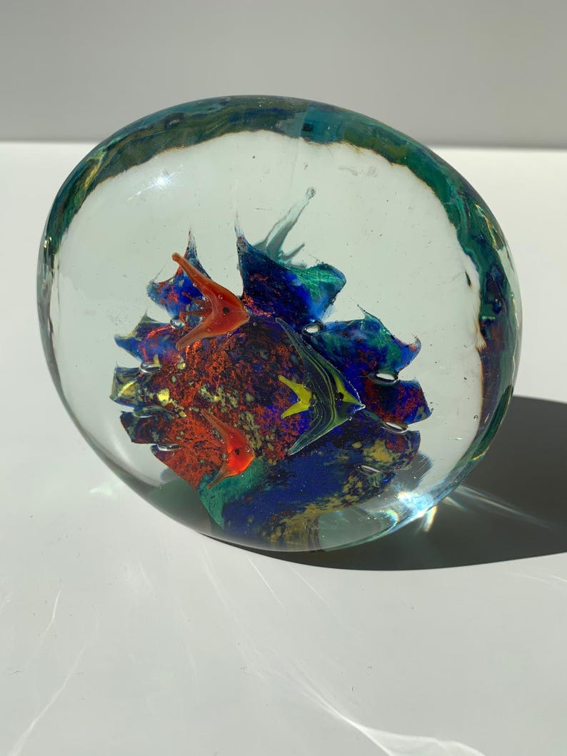 Murano Art Glass Paperweight/ Mid Century Modern Paperweight/ Vintage ...