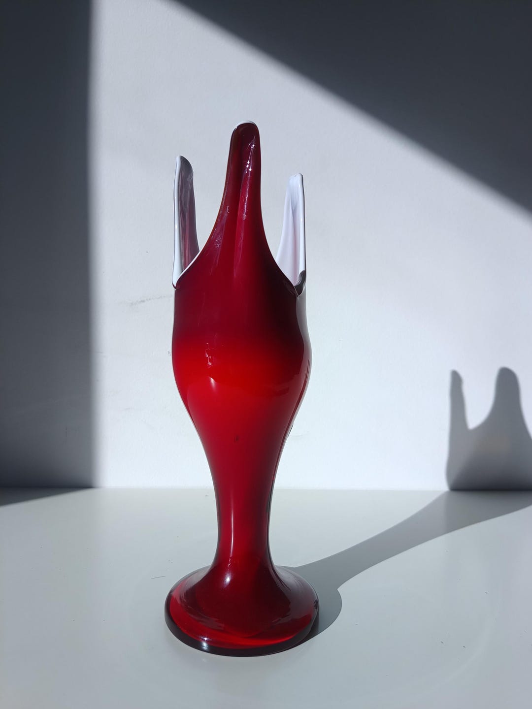 Vintage Dark Red Glass Vase/mid Century Glass Vase/ by Dragan Drobnjak ...