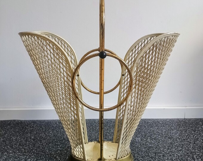 Mid Century/ Vintage Umbrella Holder/ Brass and Woven Metal/ Umbrella ...