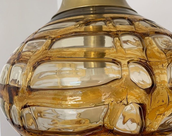 Mid Century Modern Glass Pendant/ Huge Amber Glass Light Fixture ...