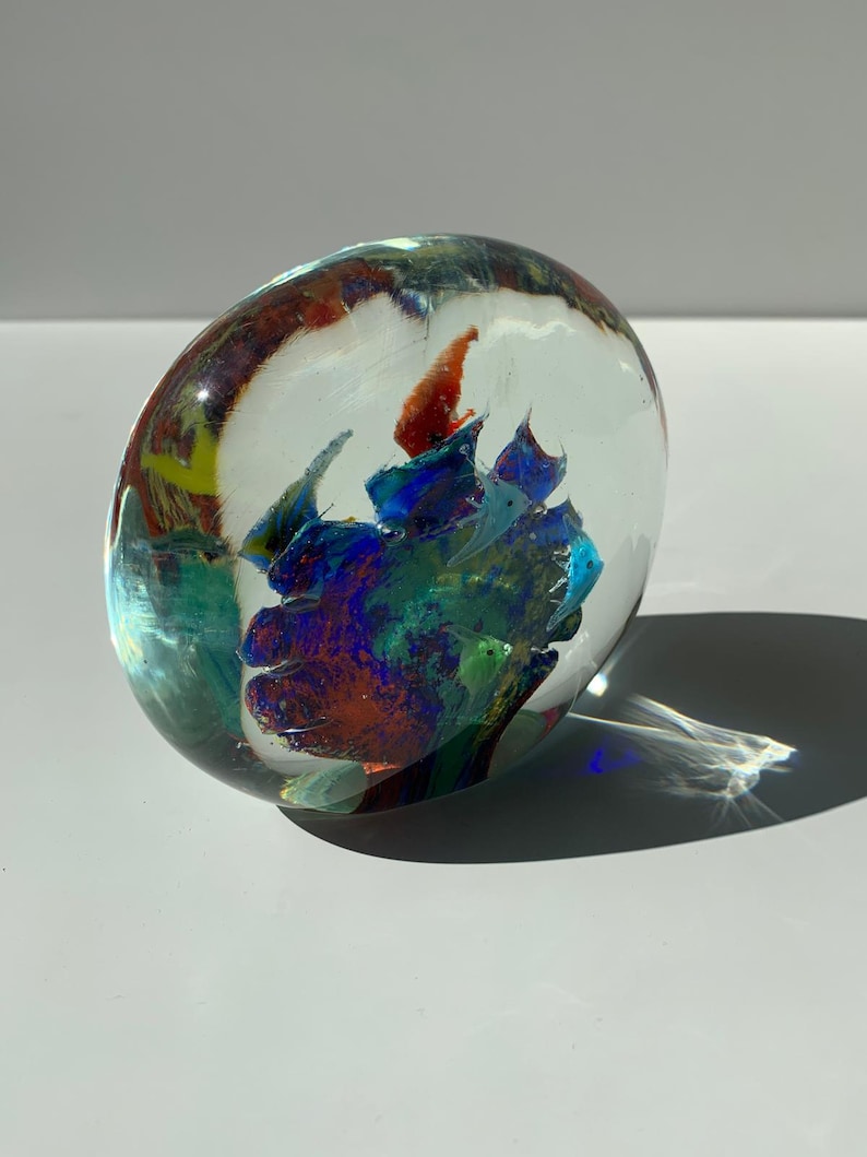 Murano Art Glass Paperweight/ Mid Century Modern Paperweight/ Vintage ...