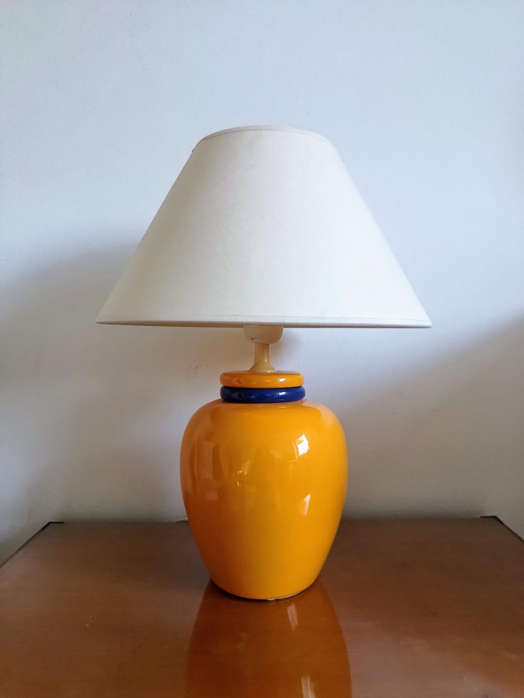 Mid Century Modern Orange Ceramic Table Lamp/ Ceramic Desk Lamp ...