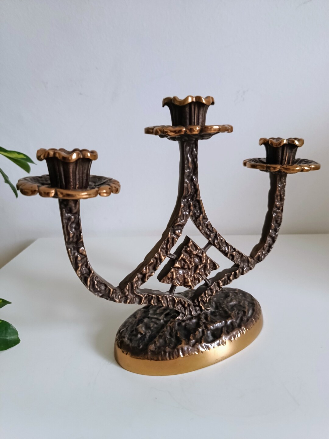 Brutalist Candle Holder/ Solid Bronze /mid Century Candle Holder/ MCM ...