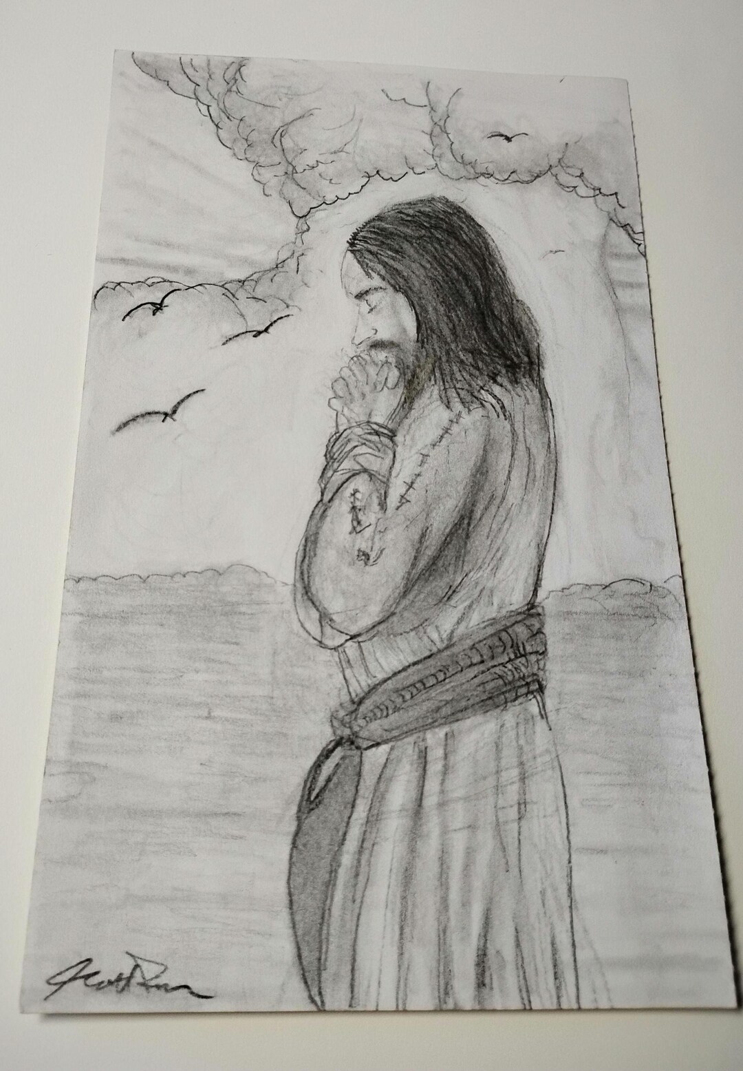 Original Sketch Art 5.5x5 Christ Praying - Etsy