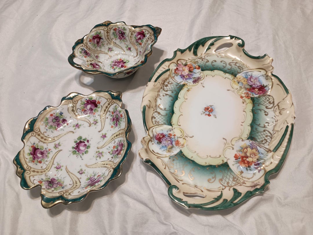 Victorian Prussian Porcelain Serving Tray With Gravy Bowl and Nappy ...