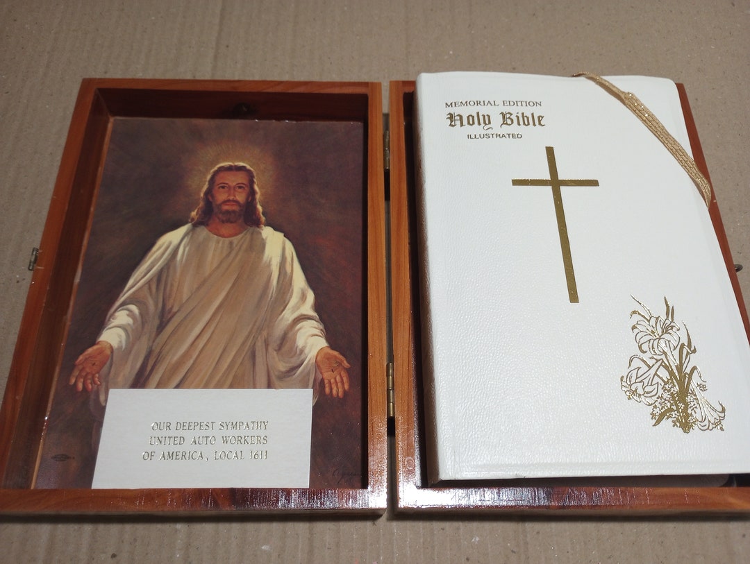 Memorial Edition Holy Bible in Wood Box - Etsy