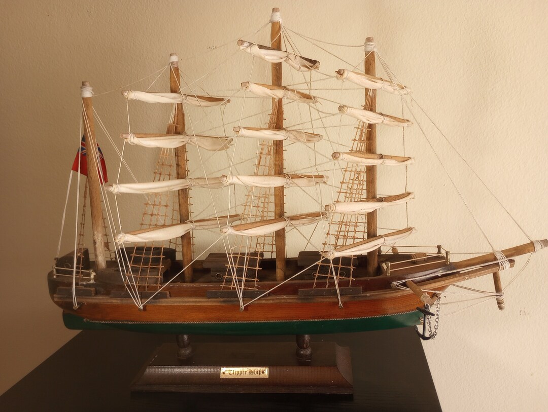 Vintage Wood Clipper Ship Model From Spain - Etsy