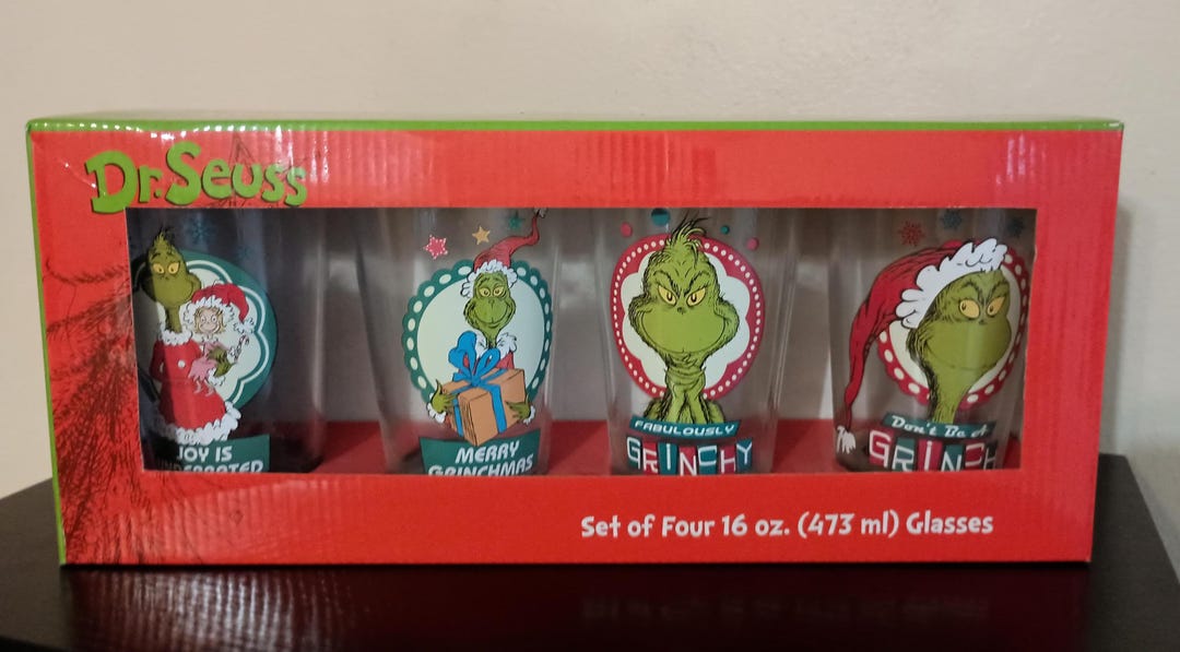 Dr Seuss the Grinch Glass Set 16oz Glasses - Etsy