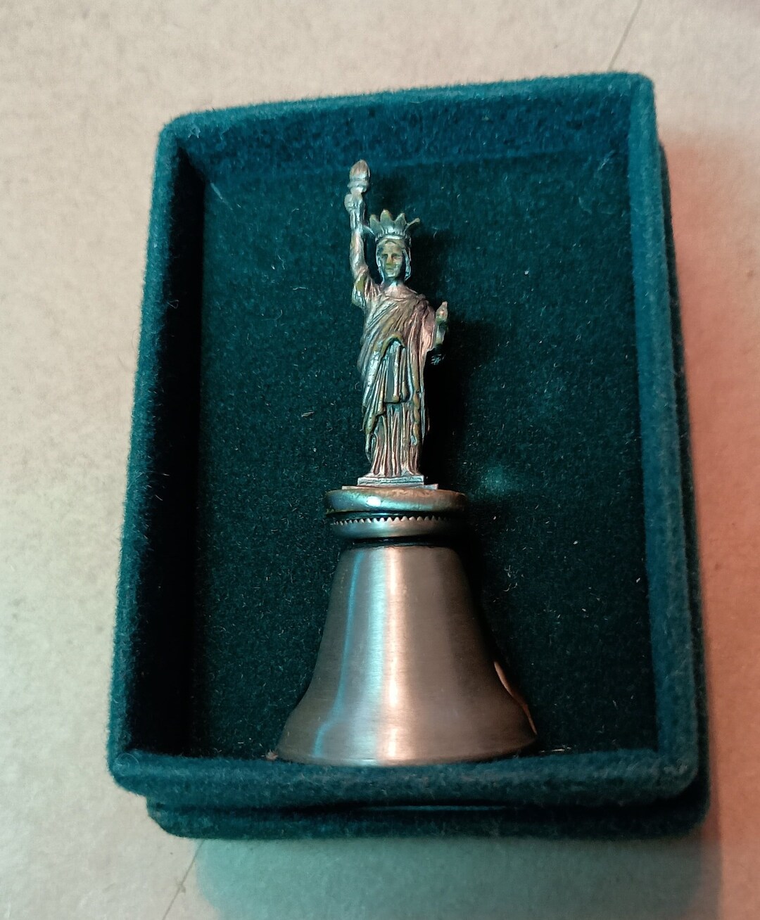 Vintage Statue of Liberty Thimble Bell Souvenir With Box - Etsy