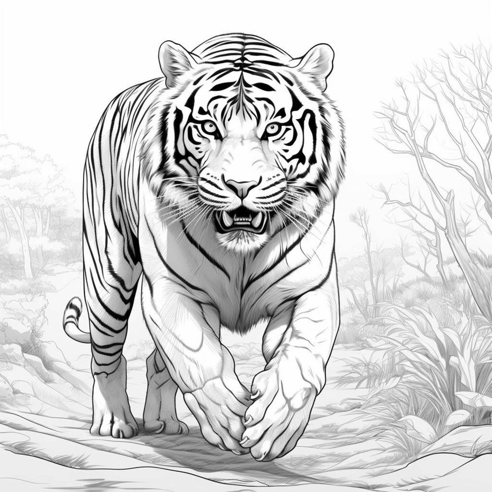 Tiger Coloring Pages - Etsy