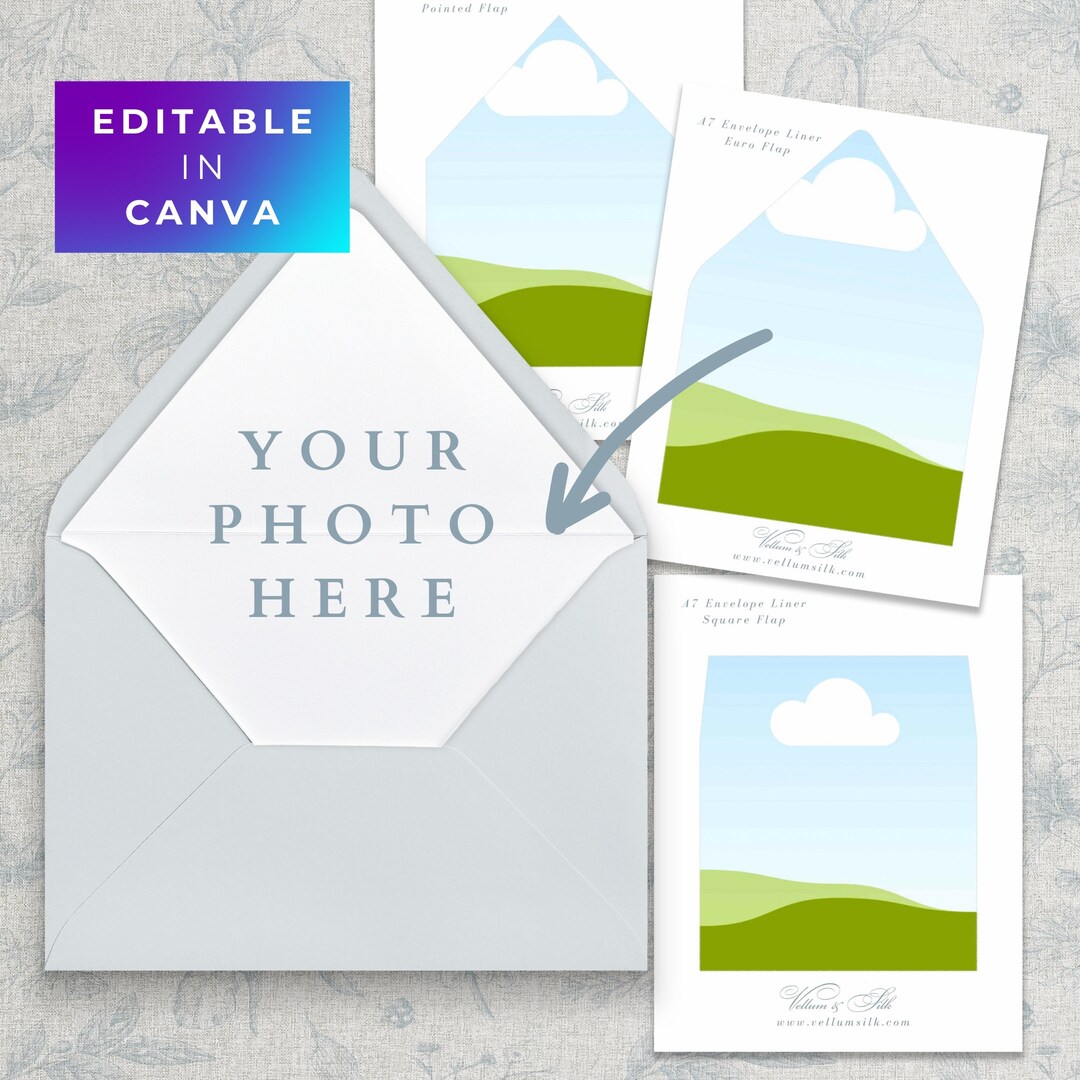 Wedding Envelope Liner Template Canva Editable With Your Photo or ...