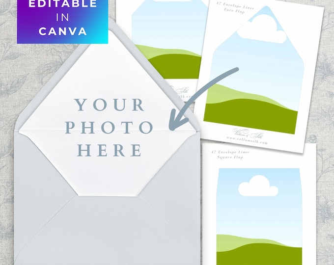 Wedding Envelope Liner Template Canva Editable With Your Photo or ...