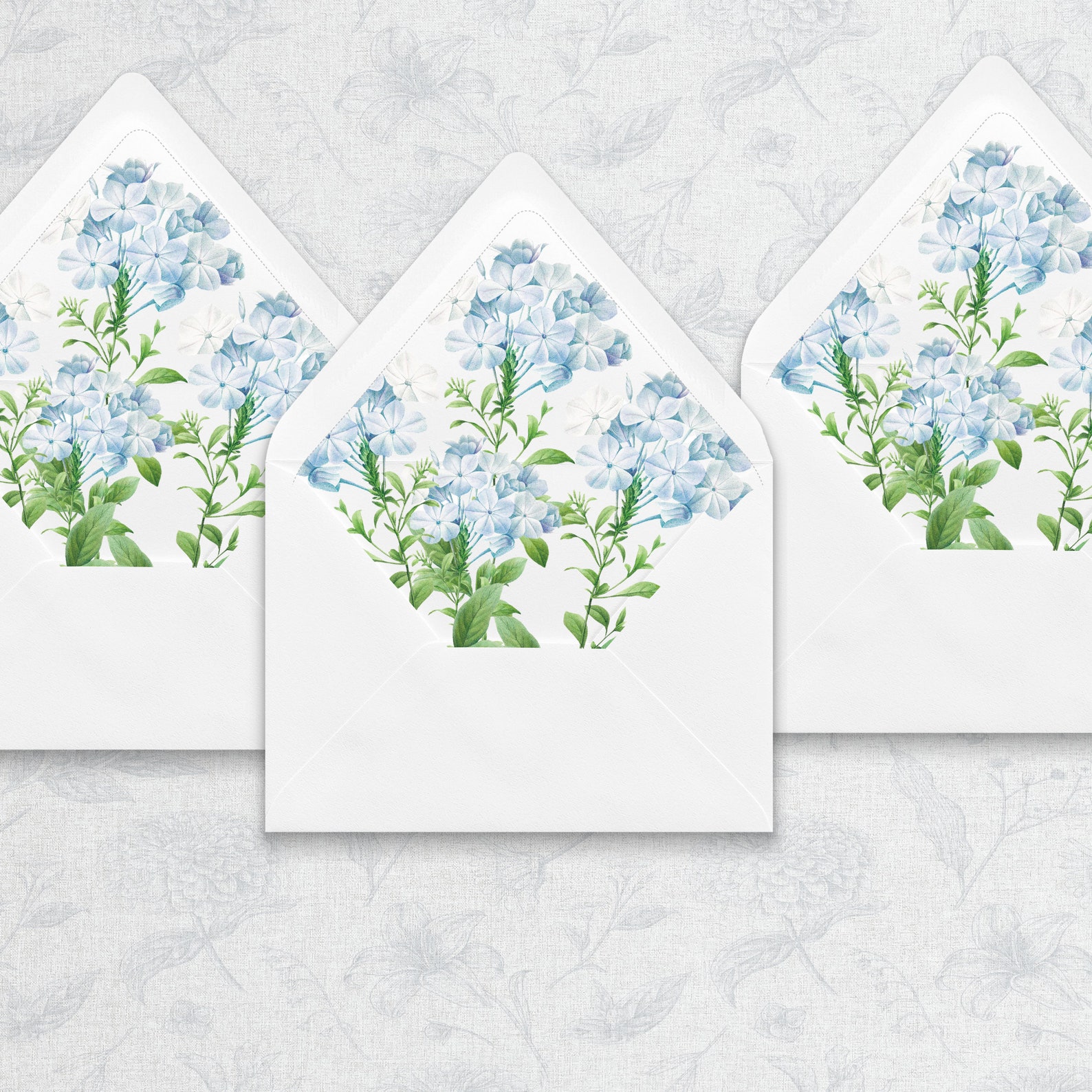 Floral Envelope Liner Printable Vintage Botanical Envelope Liner Blue ...