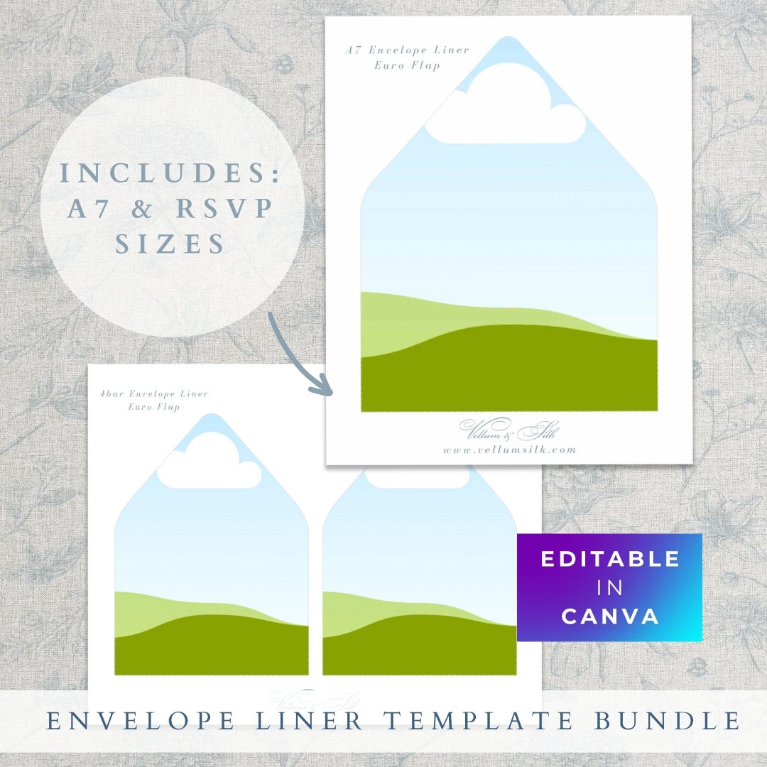 Custom Photo Envelope Liner Set for A7 Envelope Liner Canva Template ...