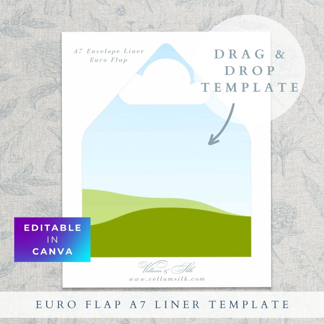 Envelope Liner Template Custom Canva Editable Envelope Liner for DIY Wedding Invitations for A7 ...