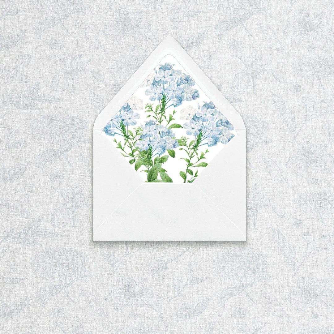 Floral Envelope Liner Printable Vintage Botanical Envelope Liner Blue ...