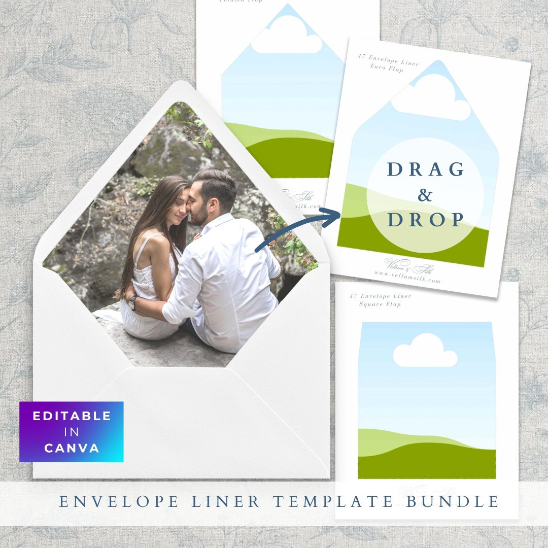 Photo Wedding Envelope Liner Template Canva Editable Photo Custom ...