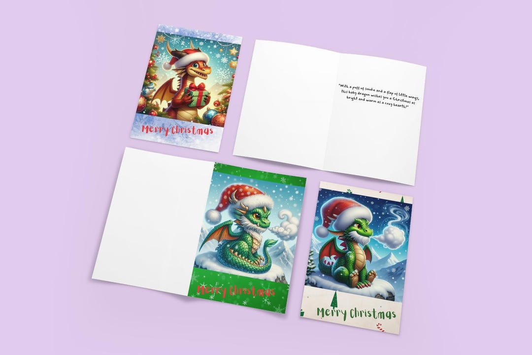 Playful Baby Dragon Card Set of 3 Designs, Fantasy Collection, Unique ...