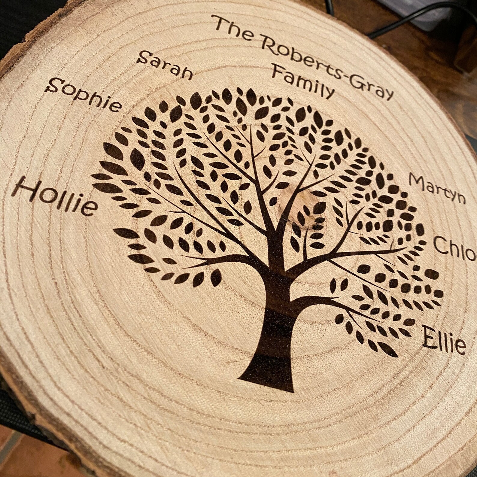 Family Tree Wood Slice, Family Tree on Wooden Log, Mothers Day Gift ...