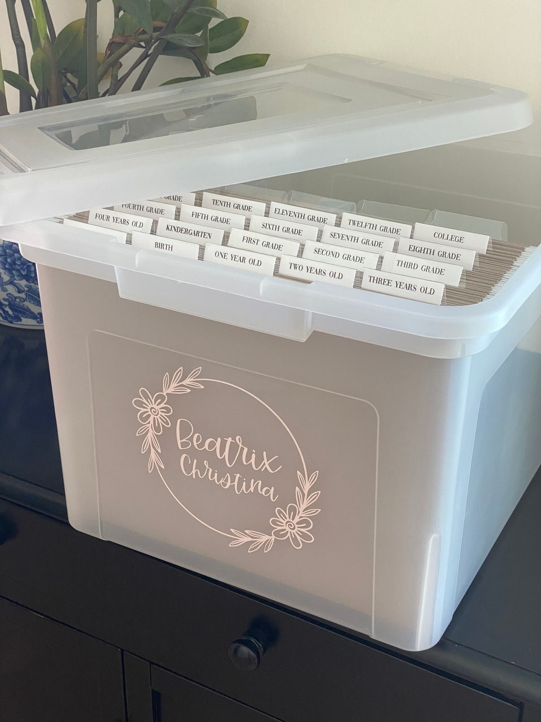 Fully Assembled Keepsake File Box Memory Tote Custom Newborn Gift Kids ...