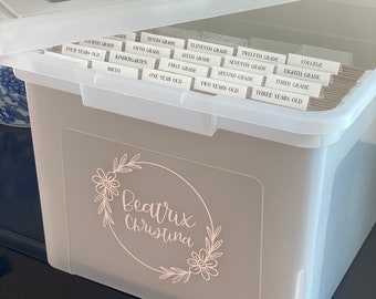 Fully Assembled Keepsake File Box Memory Tote Custom Newborn Gift Kids ...