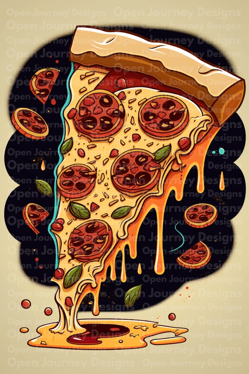Printable Tasty Delight: Cartoon Pizza Artwork for Instant Download - Etsy
