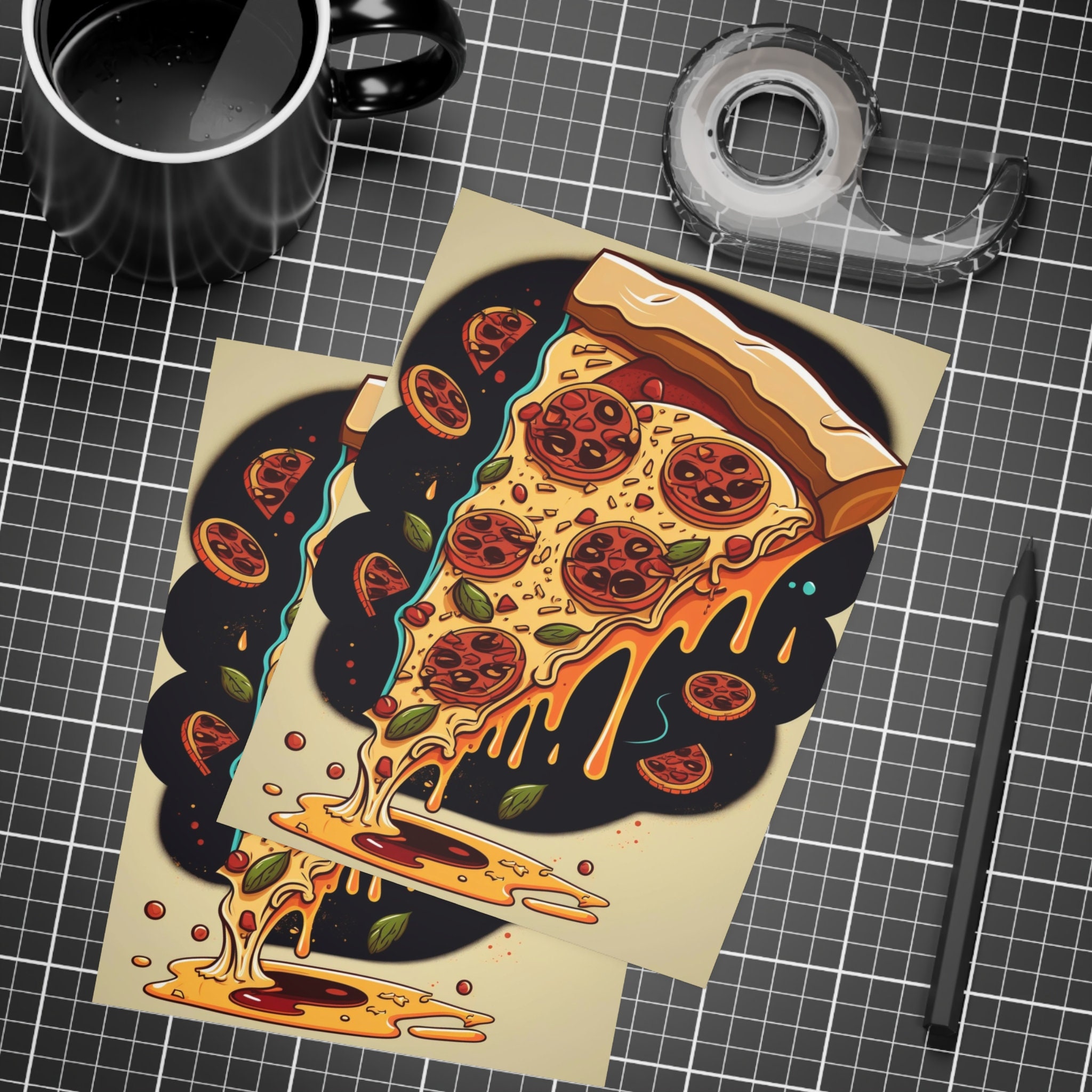 Printable Tasty Delight: Cartoon Pizza Artwork for Instant Download - Etsy