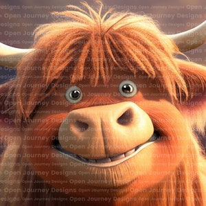 Printable Hilarious Highland Cow: Funny Cartoon Artwork for Instant ...