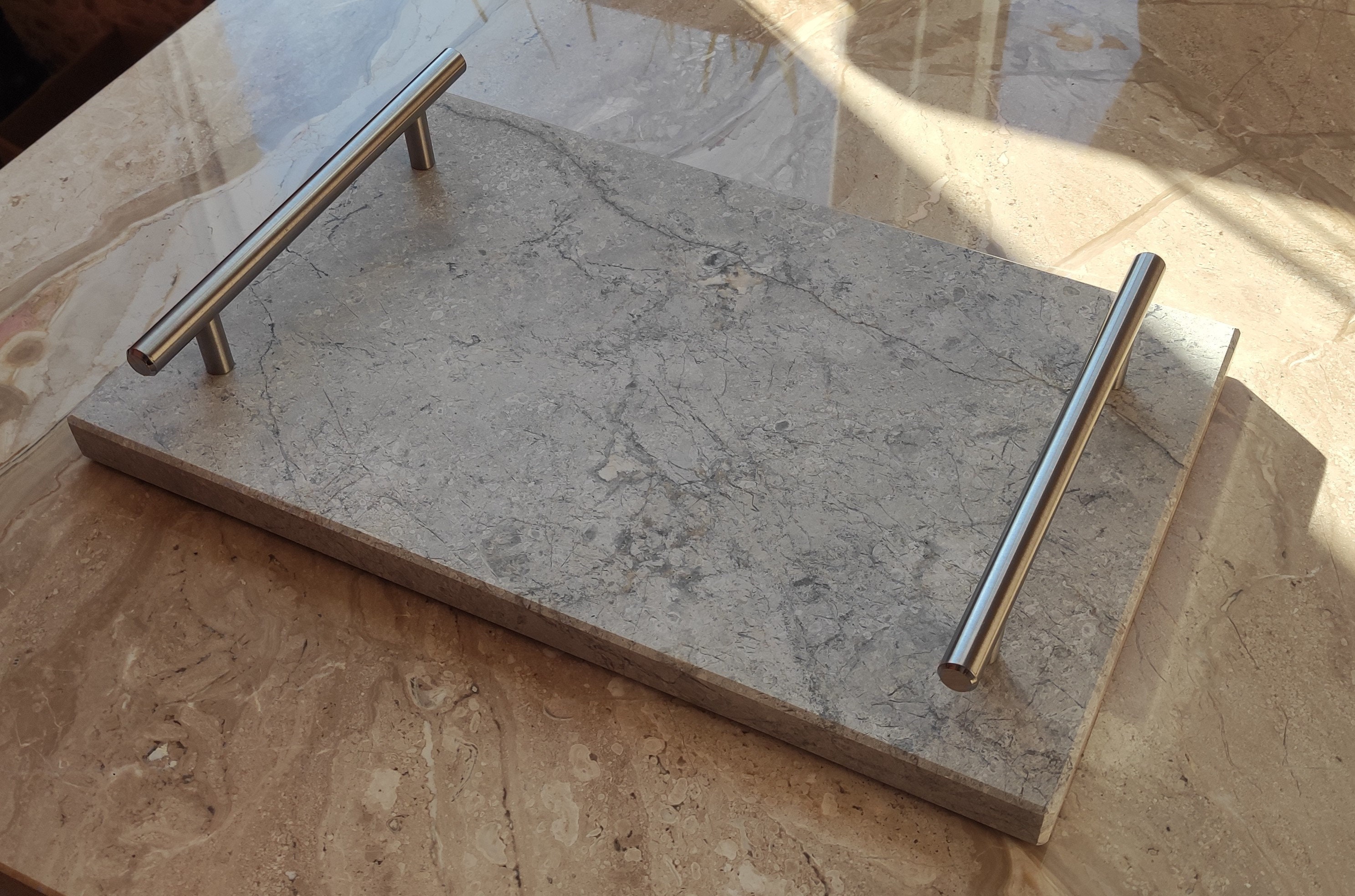 Marble Serving Tray, Honed, Handmade Marble, Marble Tray, Marble Tray ...