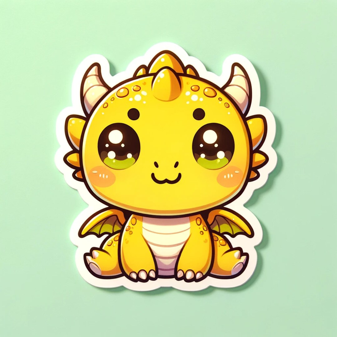 Kawaii Yellow Dragon Sticker Cute Mythical Vinyl Sticker Funny Sticker ...
