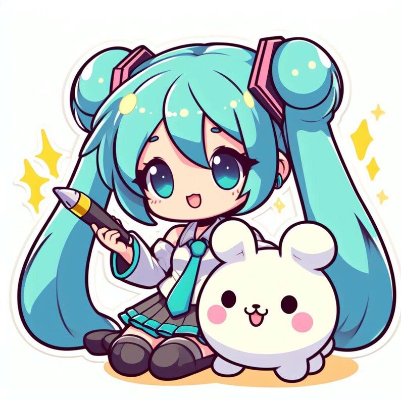 Kawaii Hatsune Miku Vinyl Sticker - Etsy