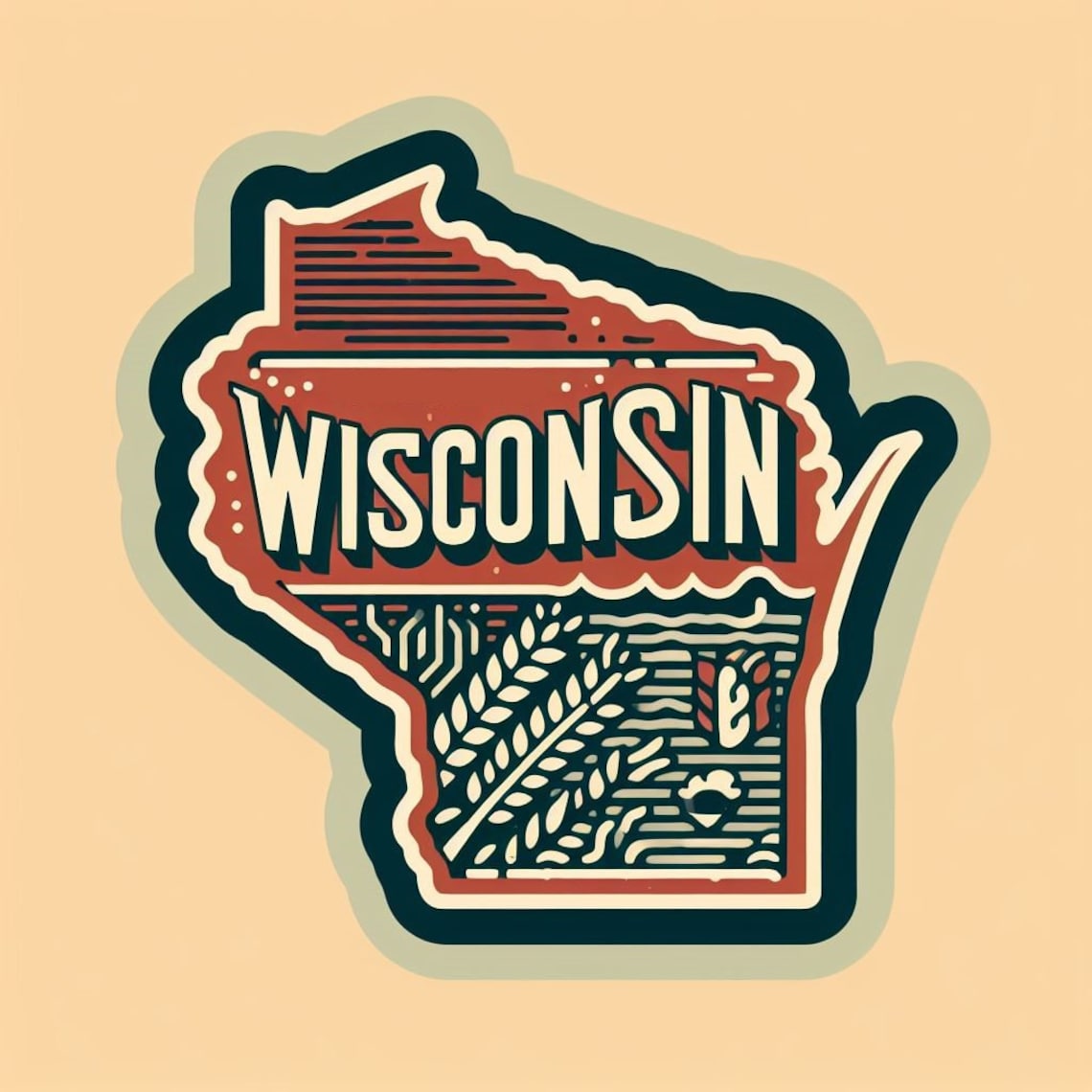 Wisconsin Sticker Wisconsin Decal Retro Sticker Us States Decal ...