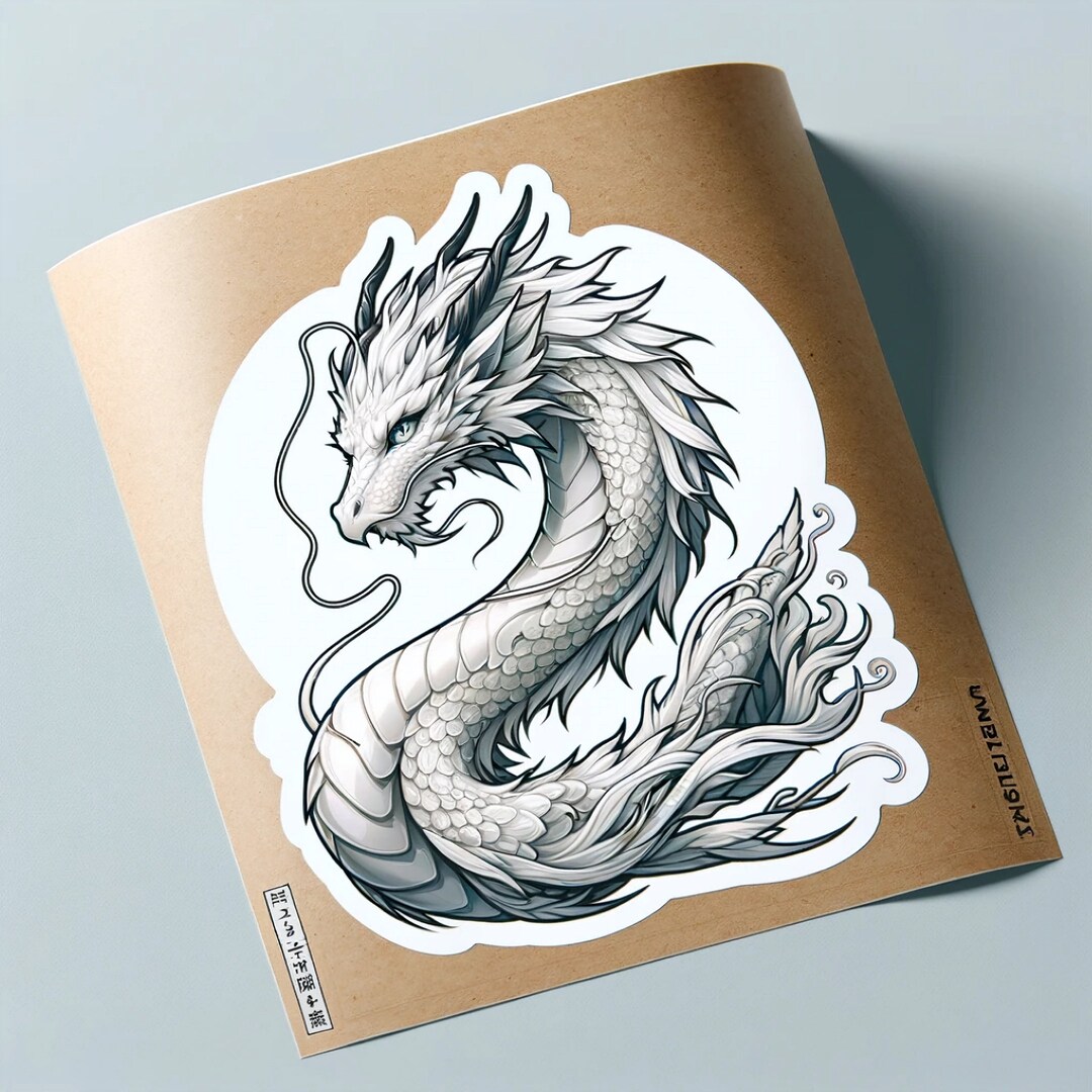 Majestic White Dragon Sticker, Tiktok Dragon Sticker Funny Sticker ...