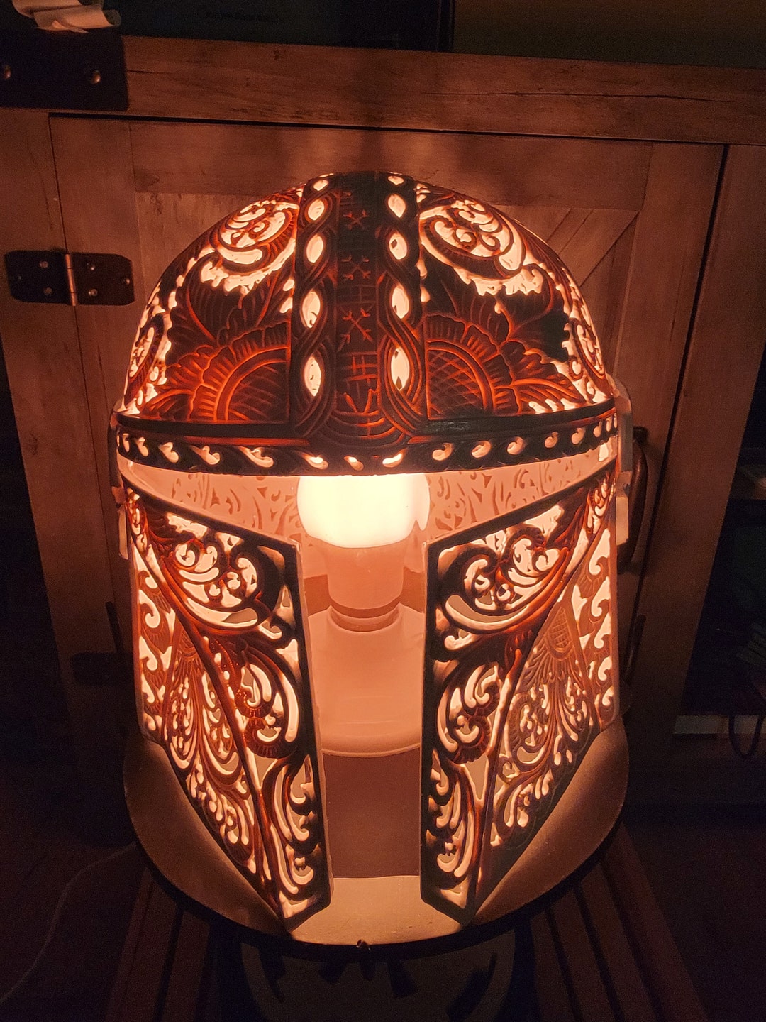 Light up Starwars Mandalorian Helmet Includes Stand / Handmade / Home ...