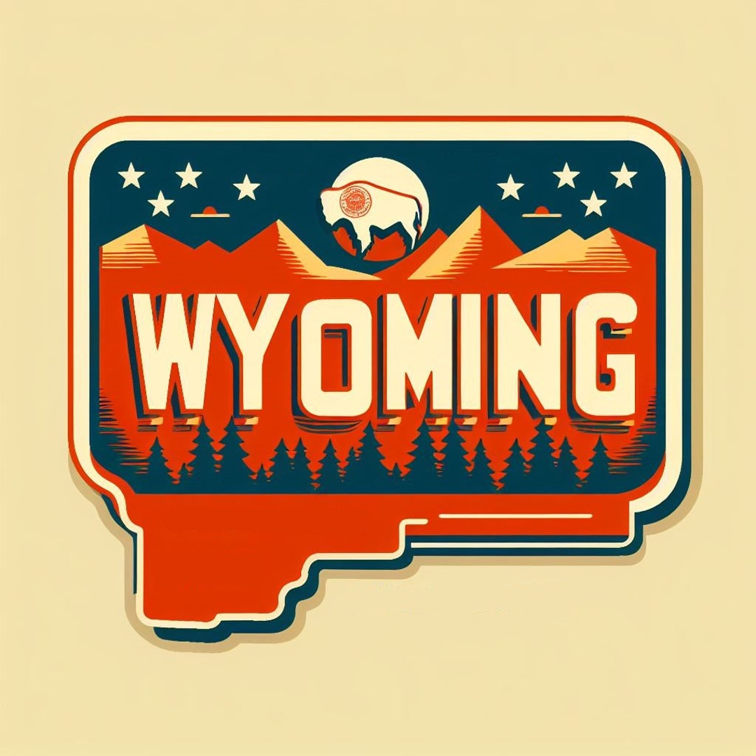 Wyoming Sticker Wyoming Decal Retro Sticker Us States Decal Waterproof ...
