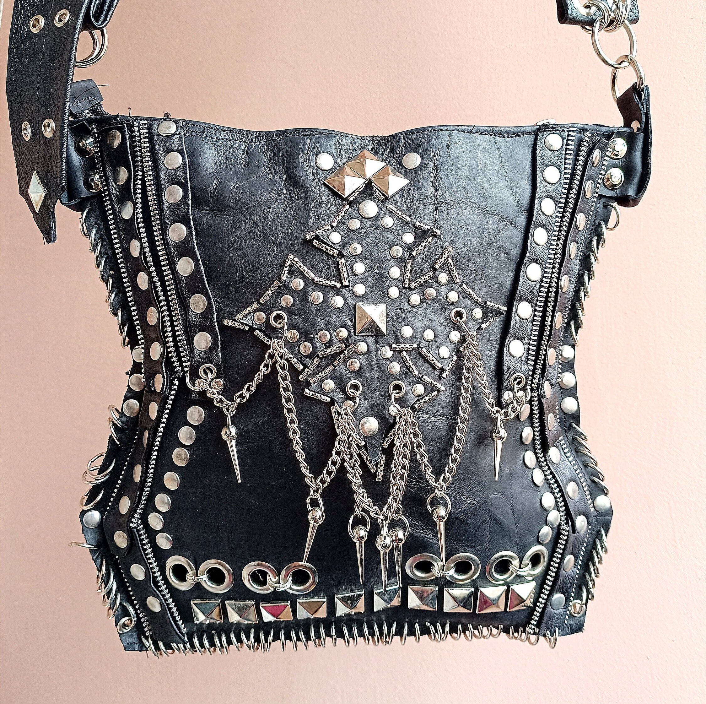 Dark Fairycore Black Metal Industrial Alternative Mall Goth Leather ...