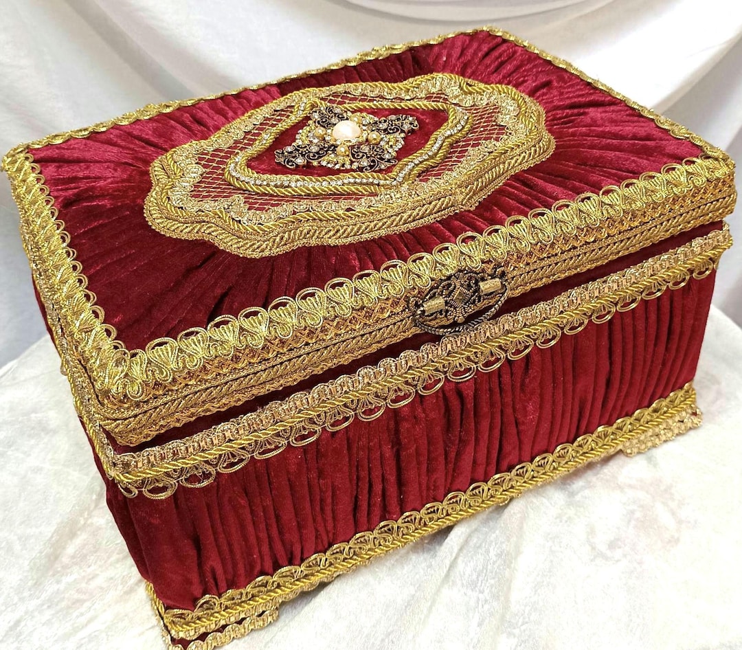 Handmade Victorian Velvet Jewelry Box, Luxury French Large Box - Etsy