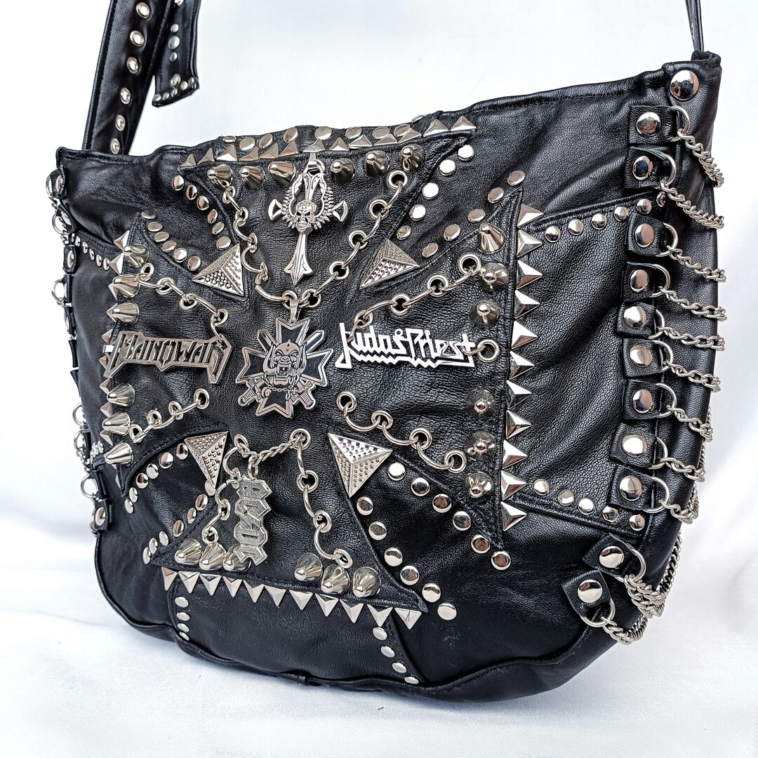 Dark Cottagecore Y2K Grunge Alternative Black Leather Crossbody Heavy ...