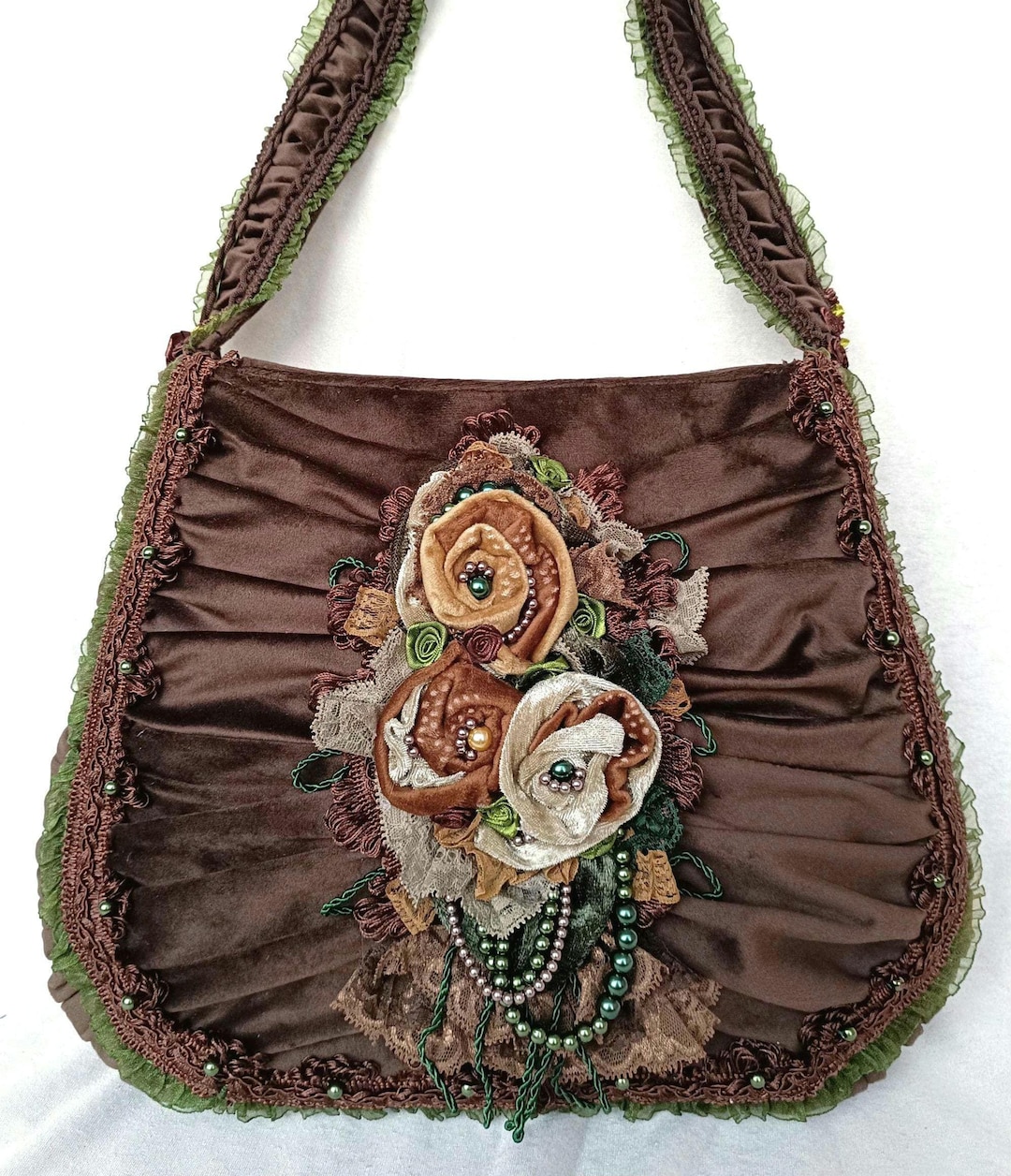 Shabby Enchanted Forest Rococo Style Renaissance Fair Pearl Velvet Bag ...