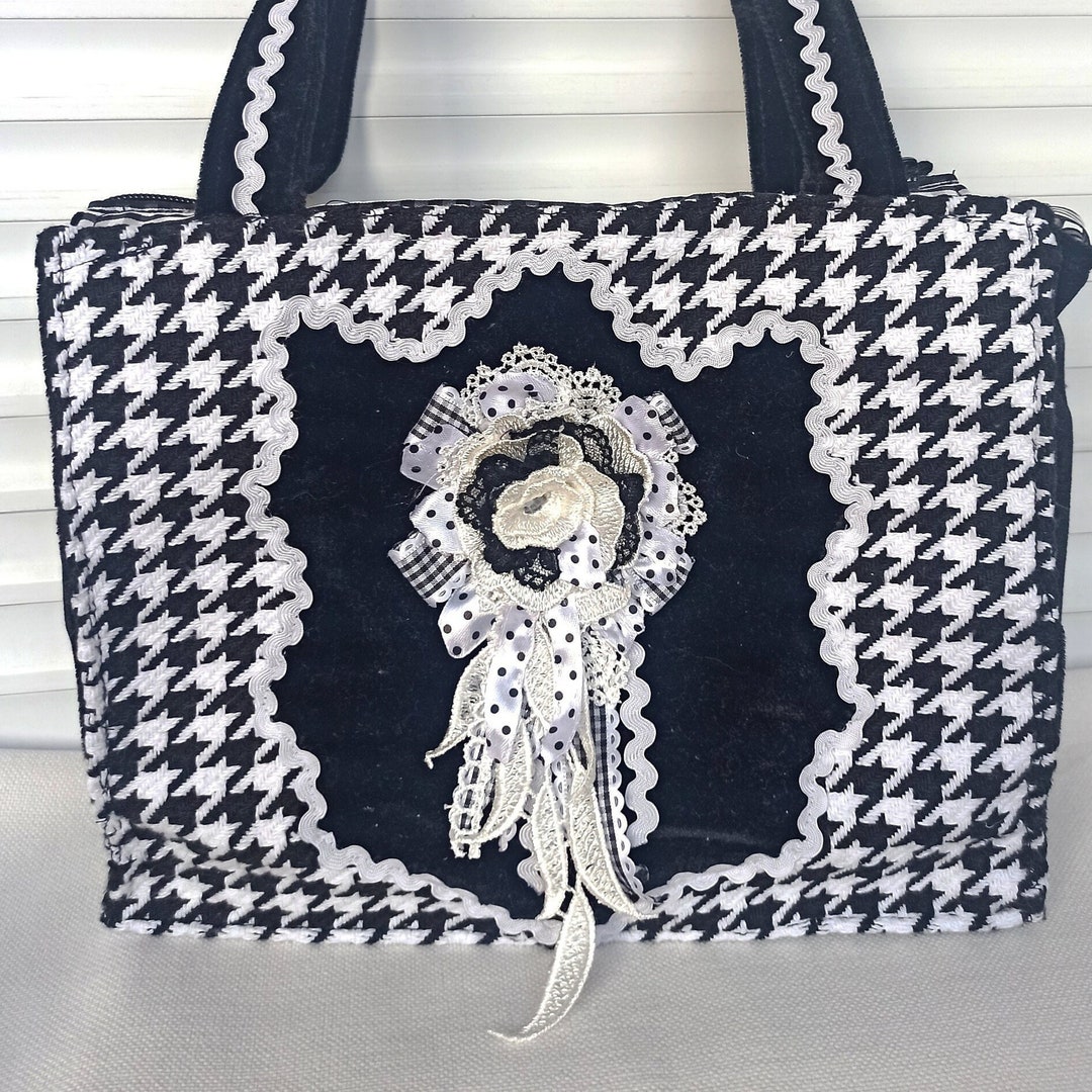 Shabby Romantic Vintage Retro Bohemian Purse Black White Checkerboard ...