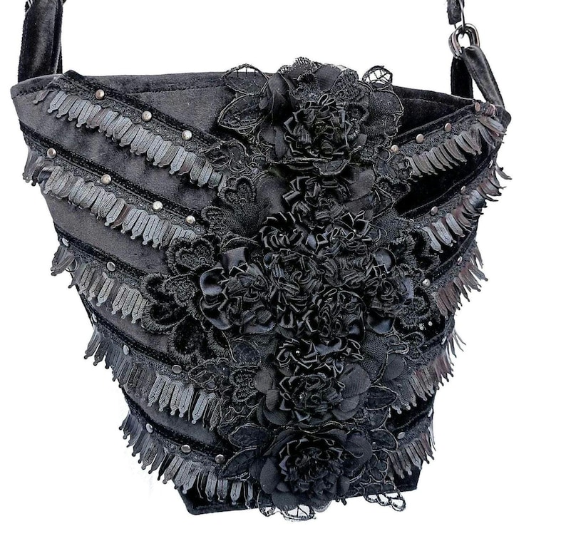 Black Roses velvet gothic purse,Handmade Victorian goth crossbody bag ...