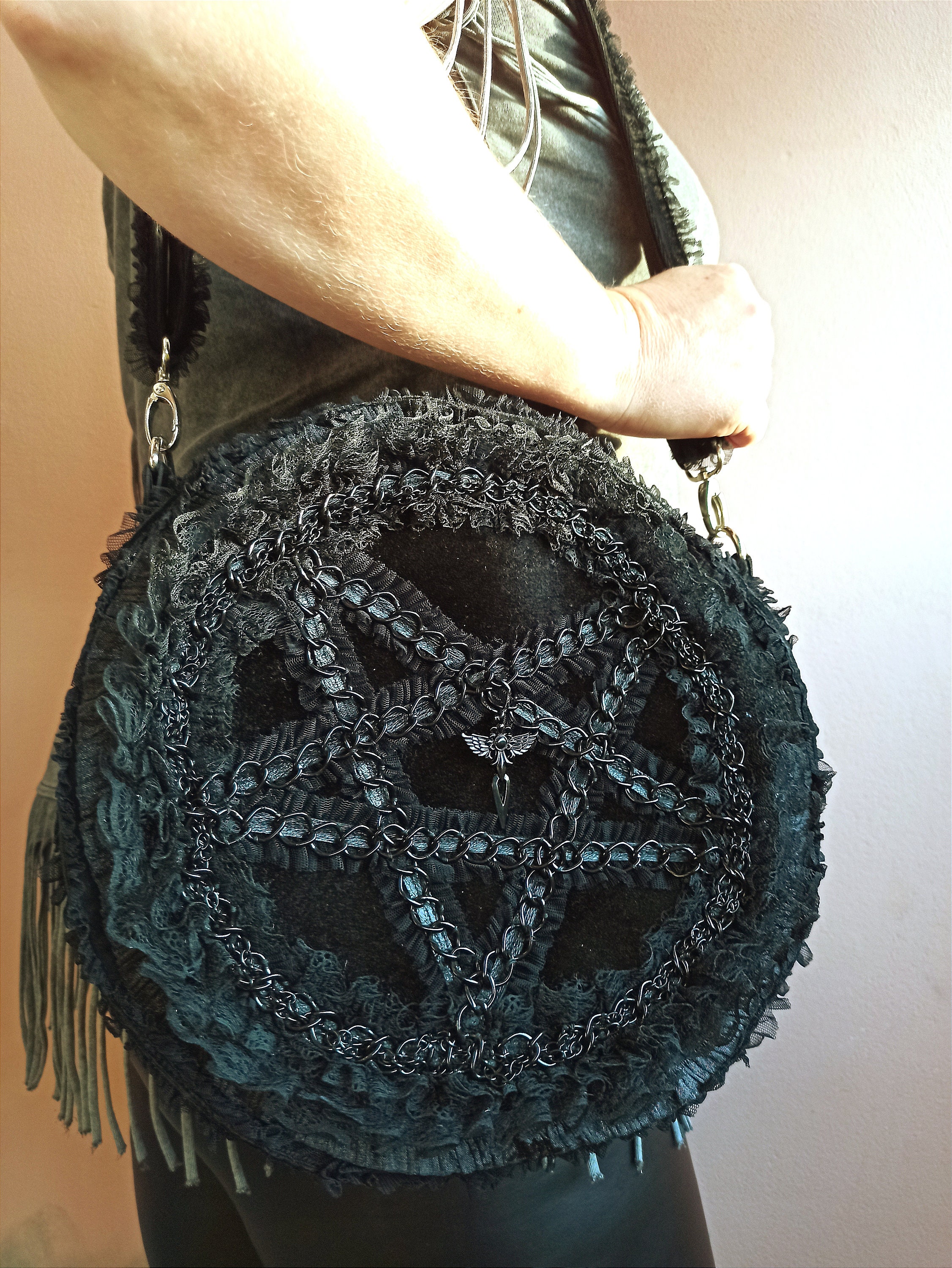 Black Gothic Witch Goth Wiccan Pagan Baphomet Velvet Crossbody - Etsy