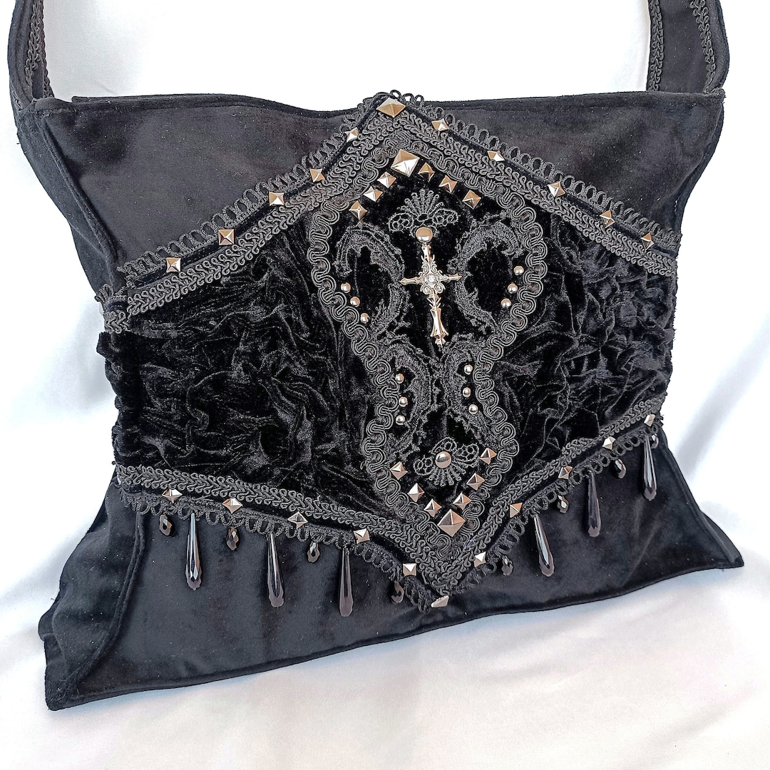 Dark Romance Gothic Black Velvet Handbag,romantic Victorian Goth Style ...