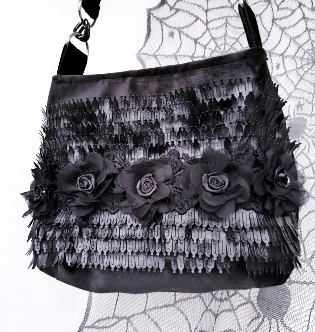 Gothic Romantic Black Widow Velvet Small Handbag,victorian Goth Style ...